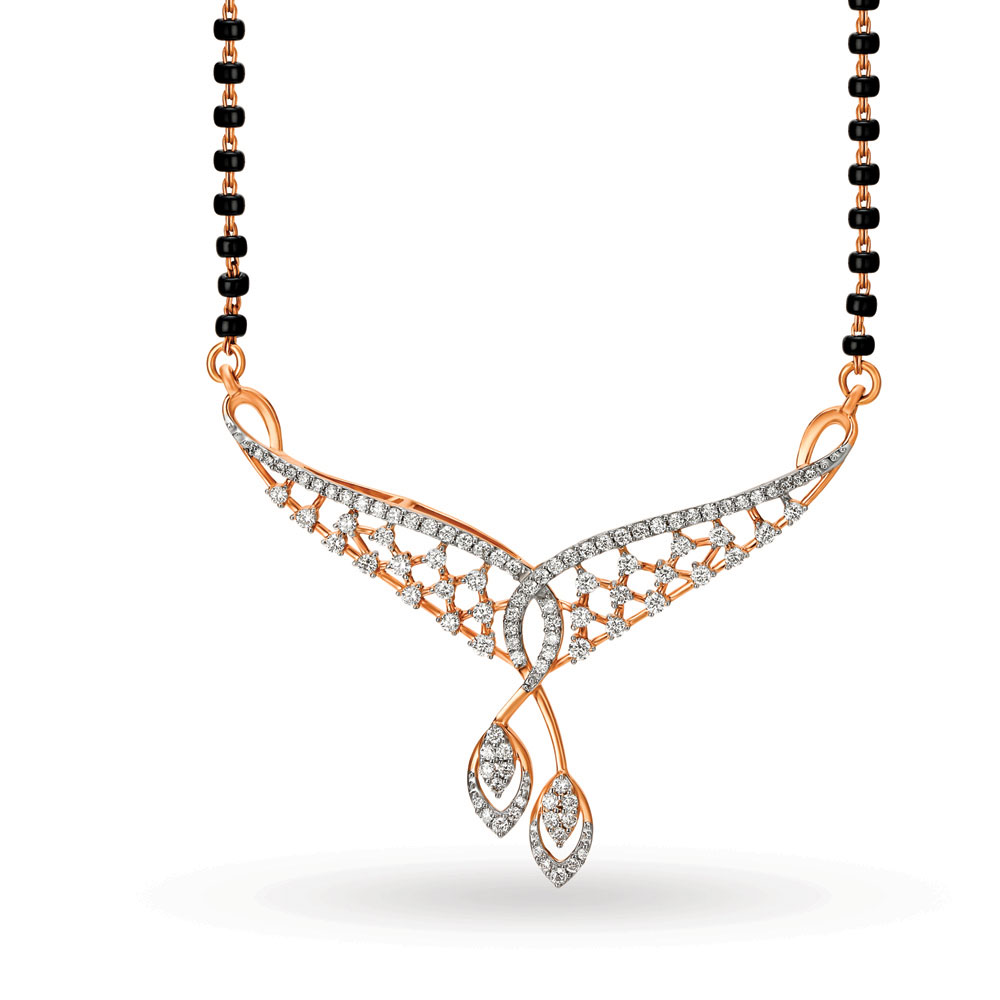 Mesh Diamond Mangalsutra in Rose Gold