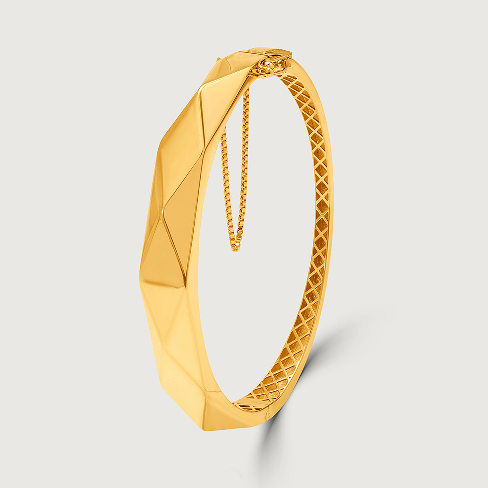 Angular Elegance 18KT Gold Bangle