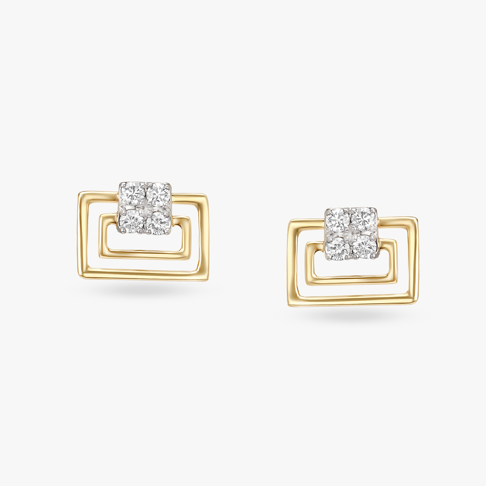 Radiant Geometry Diamond Stud Earrings