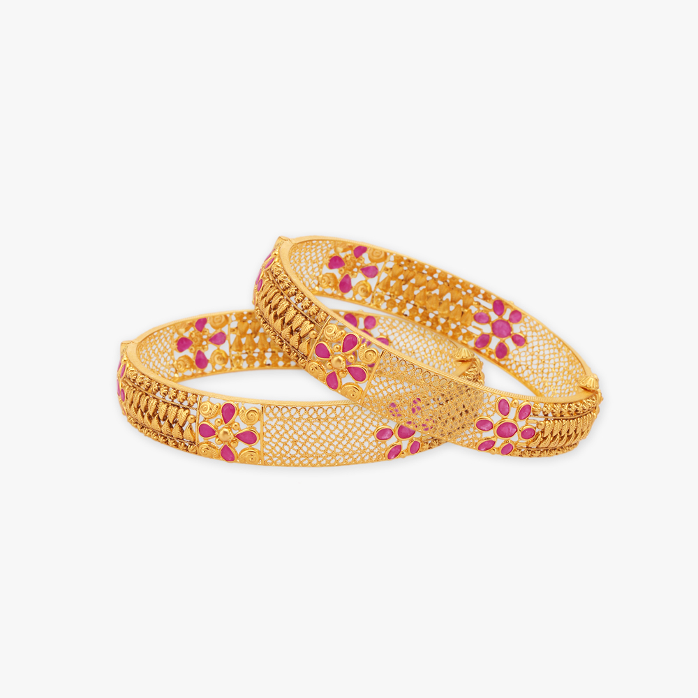 Exquisite Ruby Gold Bangles