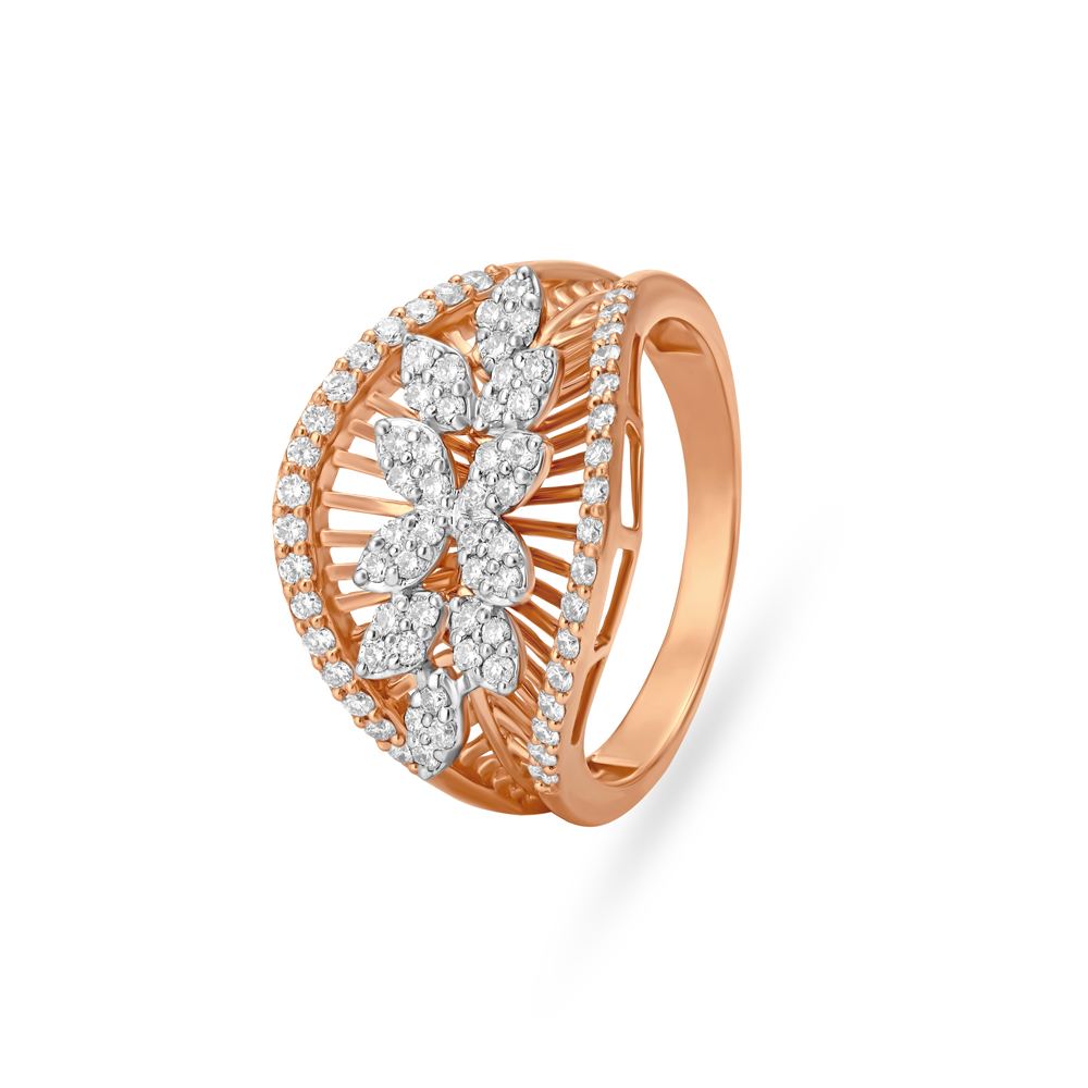 Eclectic Floral Rose Gold Finger Ring