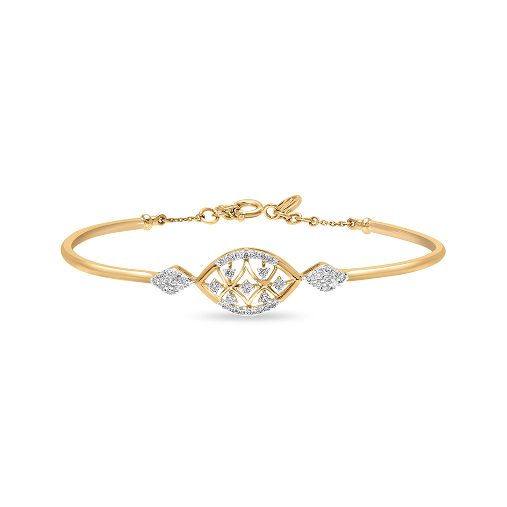 14KT Yellow Gold Droplet Diamond Bangle