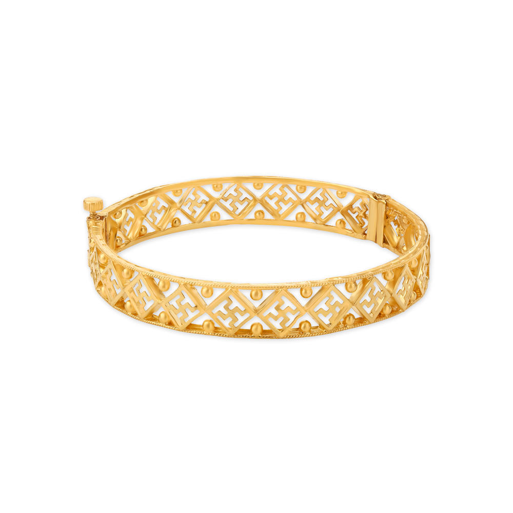 Mesh Swastika Gold Bangle