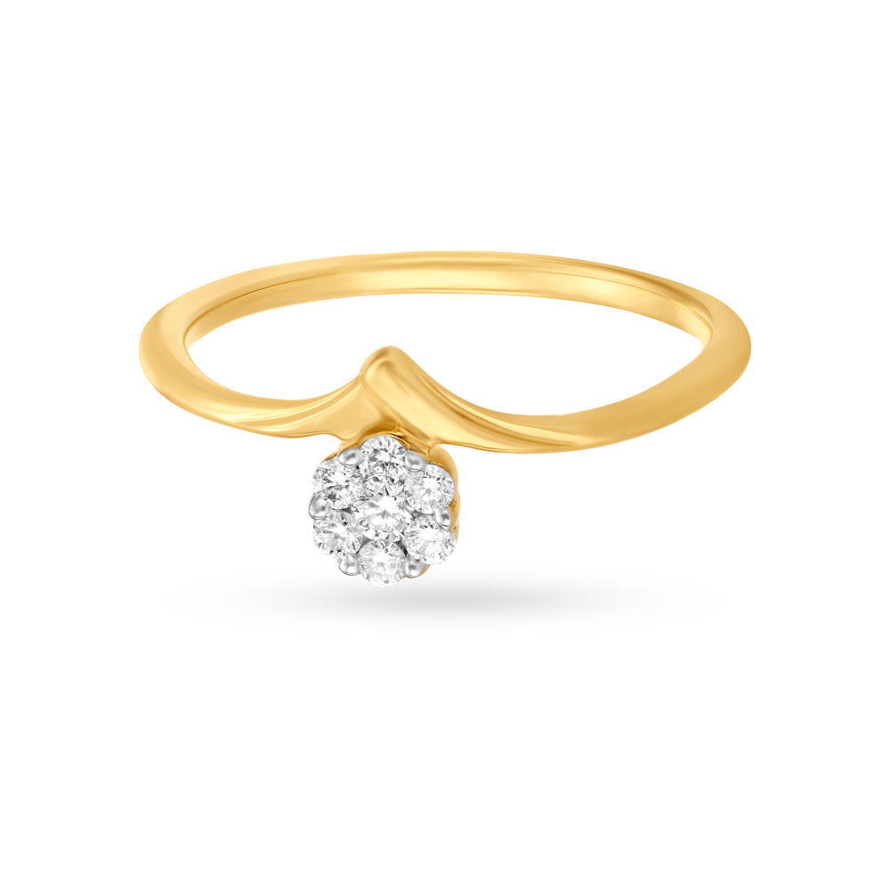 Modern Floral Gold and Diamond Finger Ring